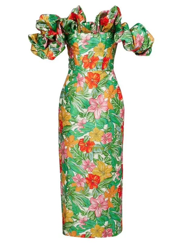 ALEMAIS Printed Off-shoulder Maxi Dress - Multicoloured