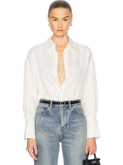 Renggli Boxy Long Sleeve Button Up Top - Bone
