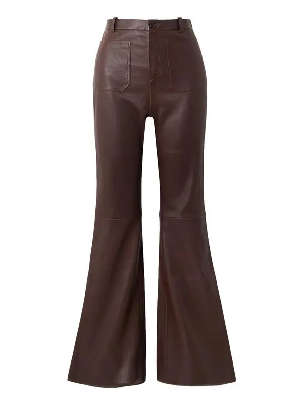 Stouls Laurent Leather Flared Pants - Brown