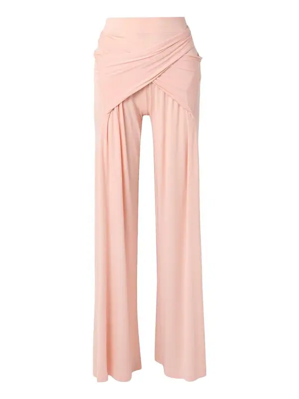 Norma Kamali Elephant Wrap-effect Draped Stretch-jersey Wide-leg Pants - Pink