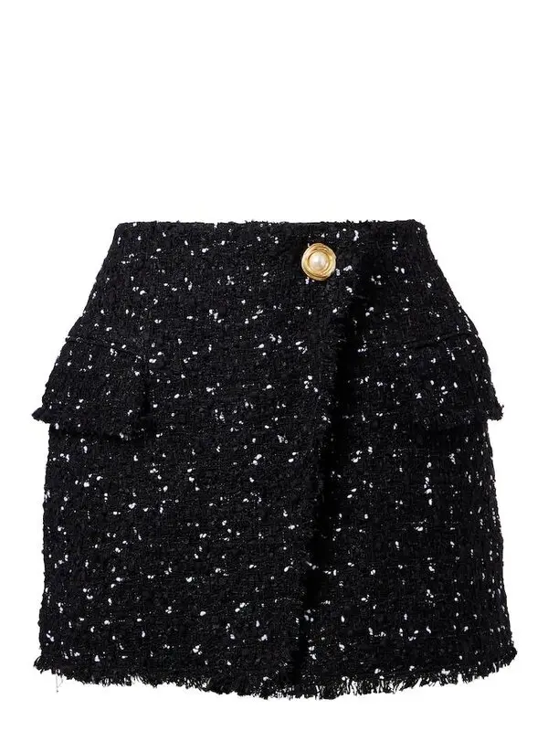 Balmain Polka Dot Tweed Mini Skirt - Black