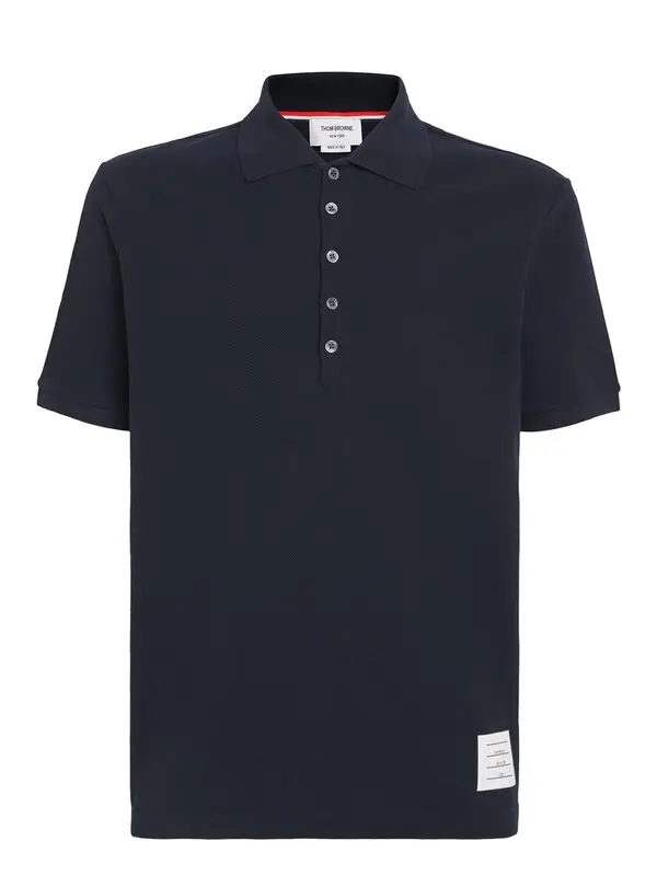 Thom Browne Cotton Appliqué Polo Shirt - Navy