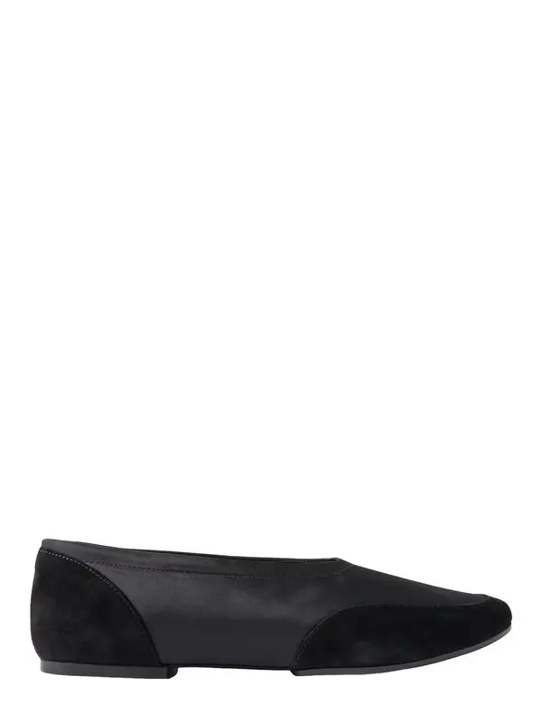Staud Alba Sport Suede-trimmed Shell Ballet Flats - Black