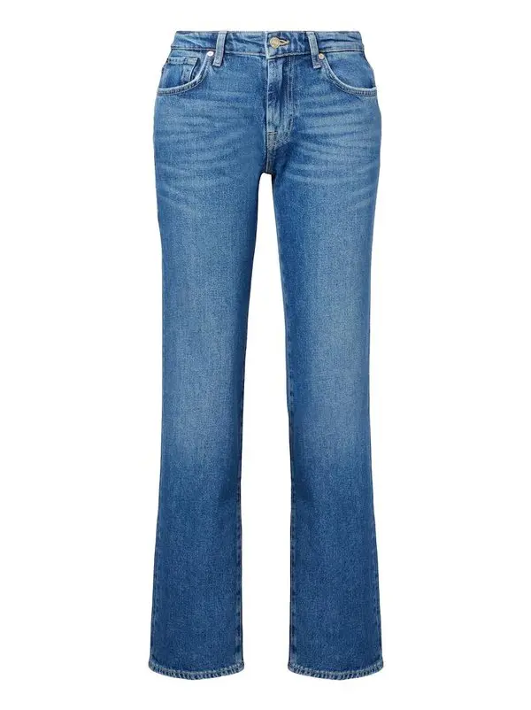 7 For All Mankind Calie Mid-rise Straight Jeans - Blue