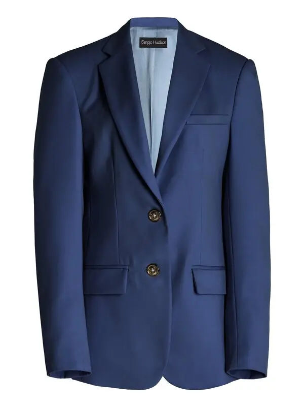 SERGIO HUDSON Single-breasted Wool Blazer - Navy
