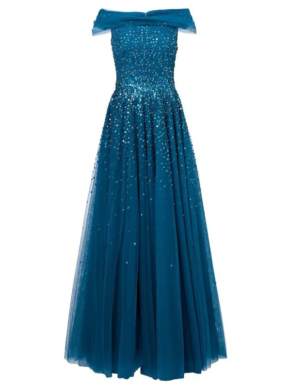 Jenny Packham Embellished Gown - Blue
