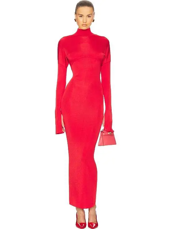 HELSA Cordelia Maxi Knit Dress In . Also - Red