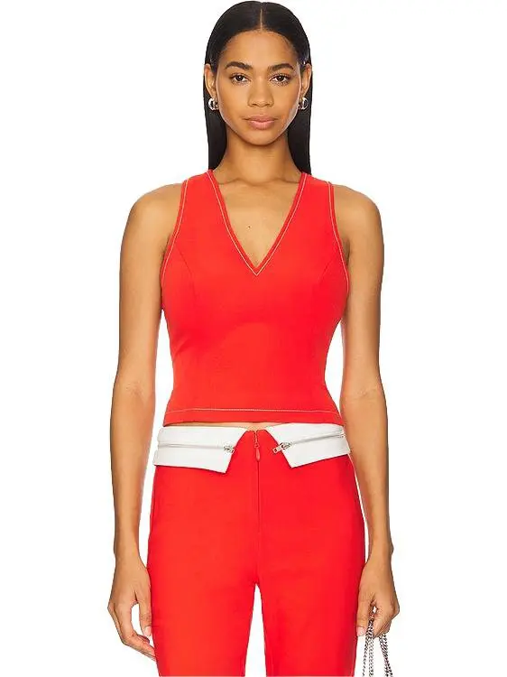 BY.DYLN Miranda V-neck Top - Red