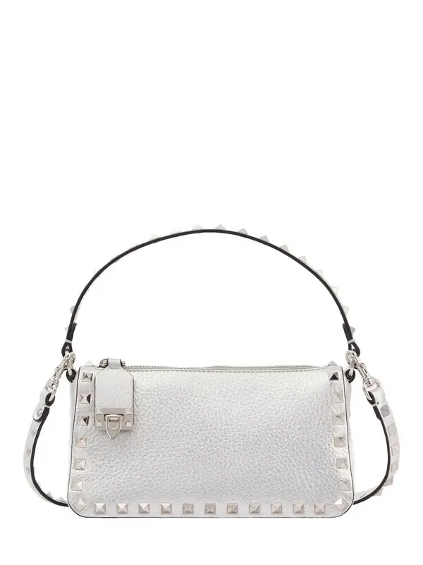 Valentino Garavani Rockstud Small Leather Crossbody Bag - Silver