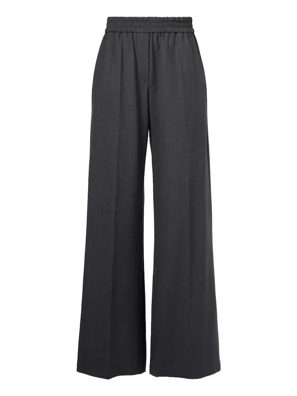 Brunello Cucinelli Wool-blend Wide-leg Trousers - Grey