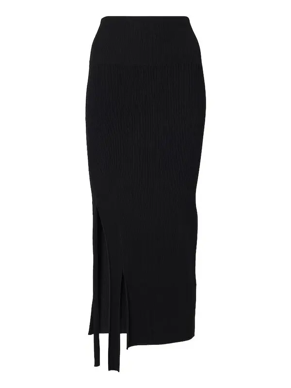 Victoria Beckham Ribbed Midi Skirt - Black