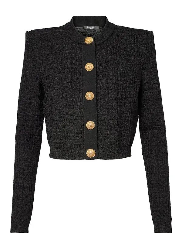 Balmain Pb Labyrinth Lame Cardigan - Black