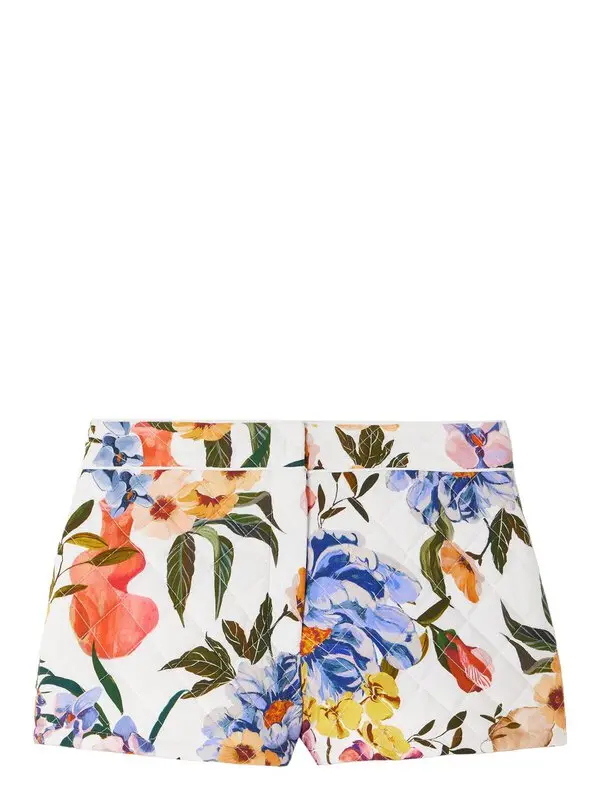 Farm Rio Greek Garden Quilted Floral-print Shorts - Neutrals