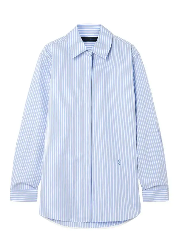 Proenza Schouler Hunter Striped Cotton And Silk-blend Poplin Shirt - Blue