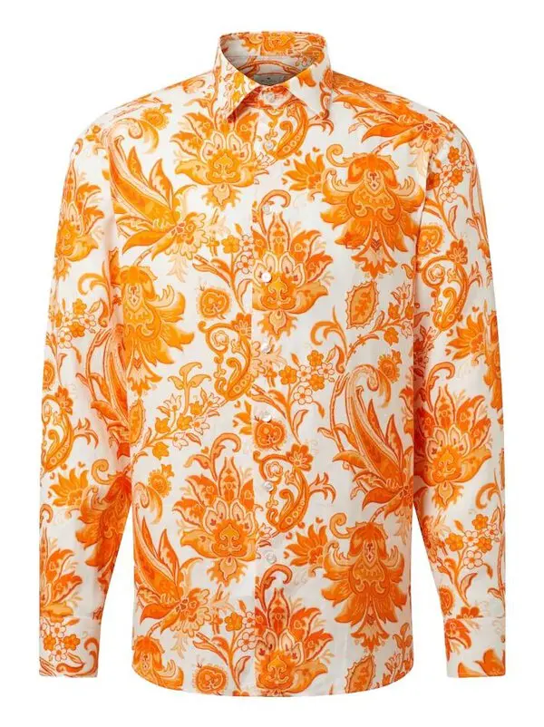 Etro Roma Paisley Linen Shirt - Orange