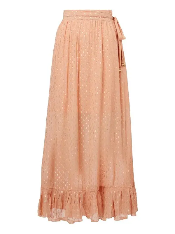 Zimmermann Rhiannon Frilled Maxi Skirt In Peach - Pink