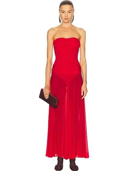 Magda Butrym Strapless Long Dress - Red
