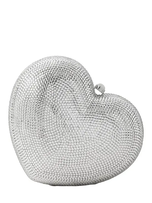 Judith Leiber L'amour Petit Coeur Crystal Clutch - Silver