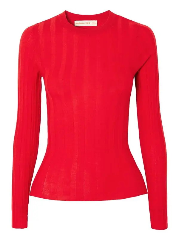 Daughter Ribbed Wool Sweater - Red