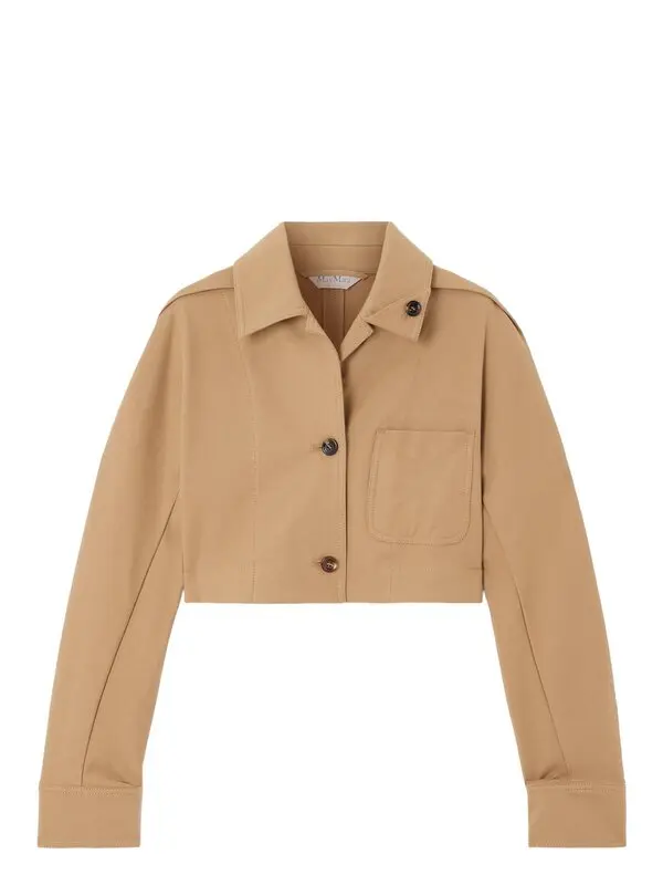 Max Mara Cropped Cotton-blend Gabardine Jacket - Brown