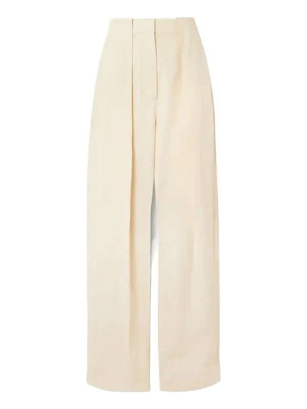 Stella McCartney Balloon Pleated Poplin Wide-leg Pants - Neutrals