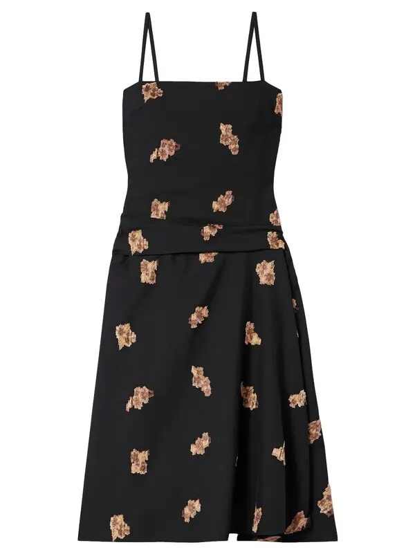 LIBEROWE Victoria Gathered Fil Coupé Wool-blend Twill Midi Dress - Black