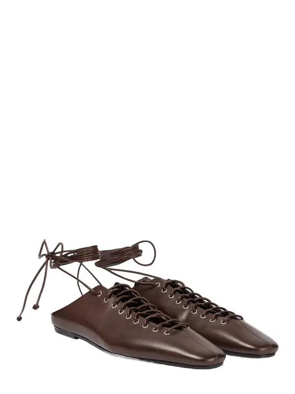 Dries Van Noten Leather Lace-up Flats - Brown