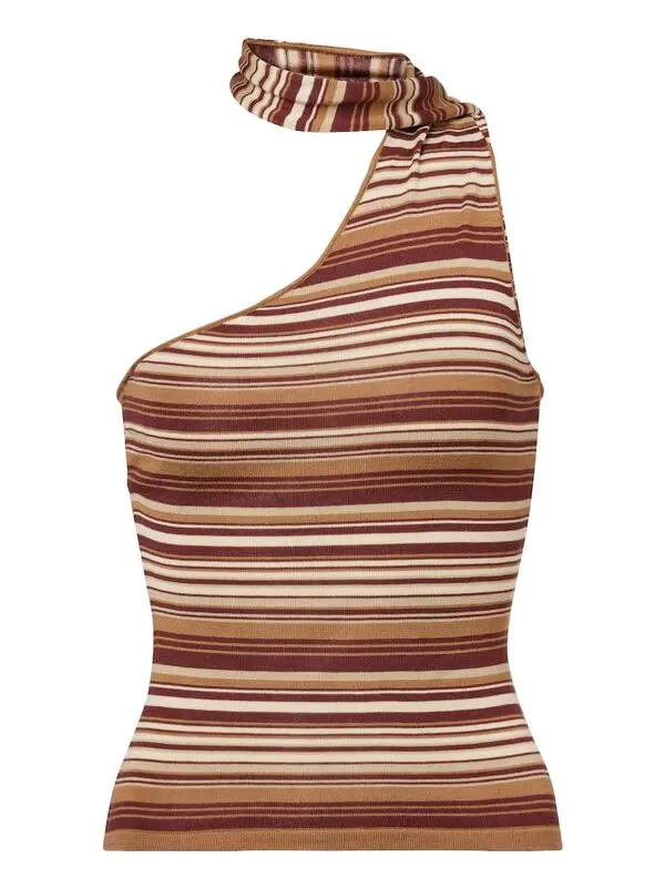 AYA MUSE Striped Silk-blend Top - Brown