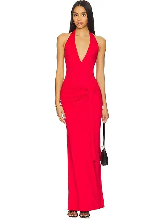 Superdown Chloe Halterneck Maxi Dress - Red
