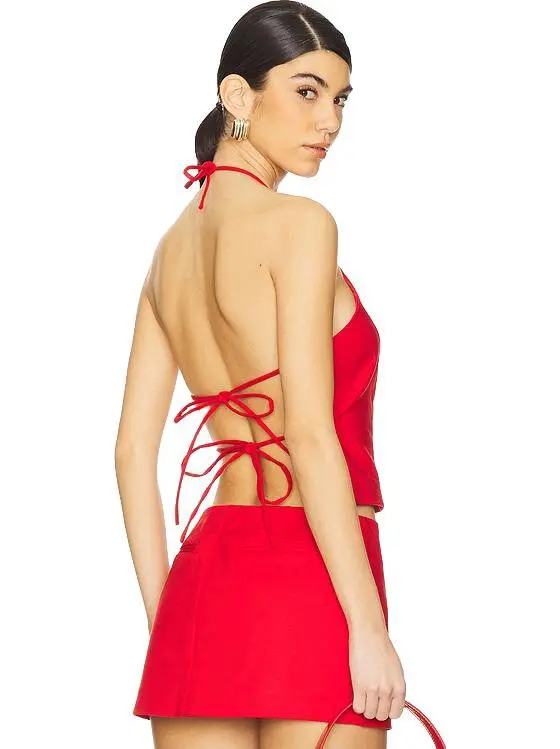 Nbd Oraya Halterneck Top With Double Back Tie - Red
