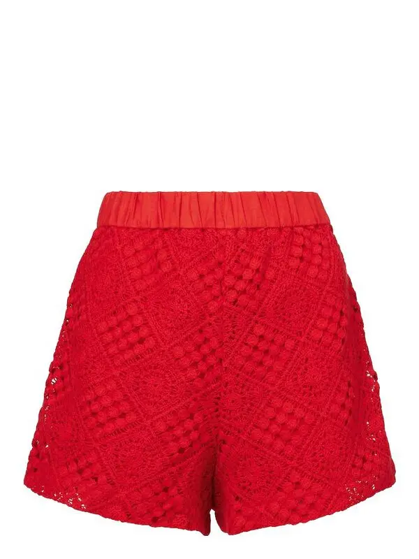 SIR. Crochet High-rise Cotton-blend Shorts - Red