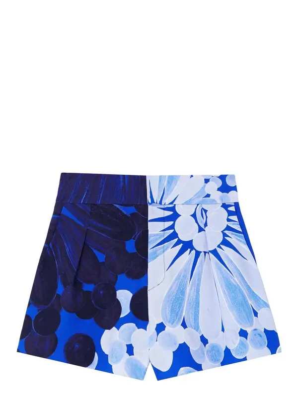Themis Z Nefeli Floral-print Crepe Shorts - Blue