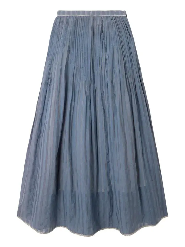 Thierry Colson Delphi Pintucked Striped Cotton And Silk-blend Maxi Skirt - Blue