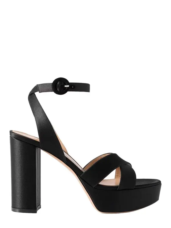 GIANVITO ROSSI Sabrina 70 Satin Platform Sandals - Black