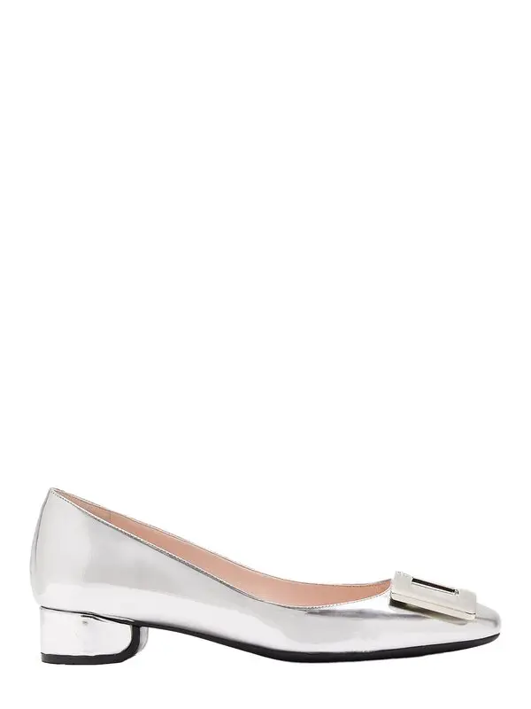 ROGER VIVIER Mirrored Leather Ballet Flats - Silver
