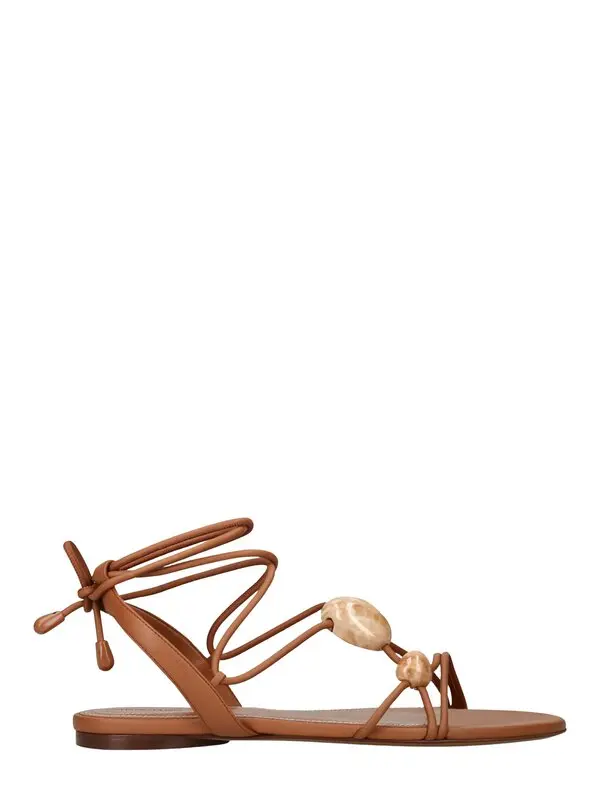 Zimmermann Leather Gleam Flat Sandals - Brown