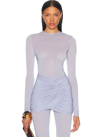 Alexandre Vauthier Long Sleeve Mesh Bodysuit - Iris