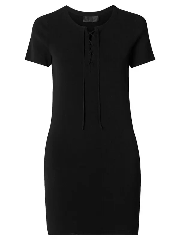 NILI LOTAN Palma Lace-up Jersey Mini Dress - Black