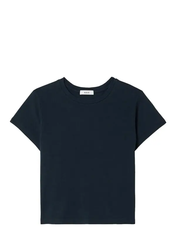 AGOLDE Adine Cropped Organic Cotton-jersey T-shirt - Blue
