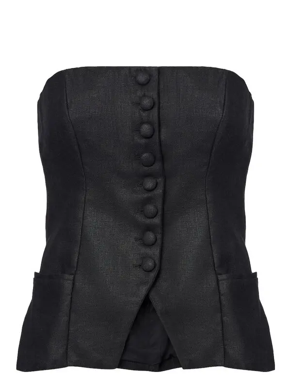 Faithfull The Brand Strapless Linen Top - Black