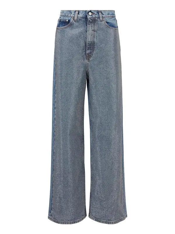 Stella McCartney Crystal-embellished Wide-leg Jeans - Blue