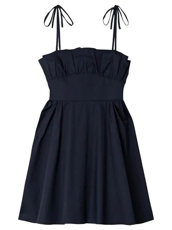KIKA VARGAS Mia Ruffled Cotton-blend Poplin Mini Dress - Blue