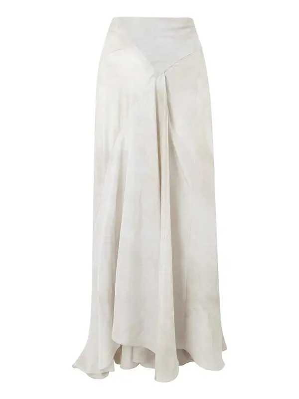 CORTANA Dali Asymmetric Paneled Silk Maxi Skirt - Neutrals