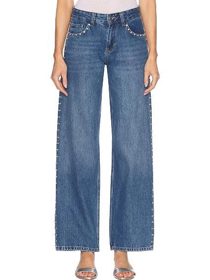 Sandy Liang Updo Straight Leg Jeans - Medium Blue