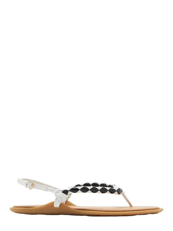 Miu Miu Braided Leather Thong Sandals With Buckled Ankle Strap - Multi