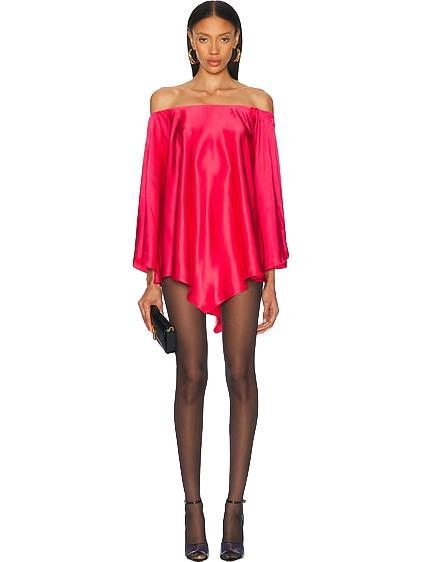 Alexandre Vauthier Off-shoulder Satin Mini Dress - Raspberry Pink