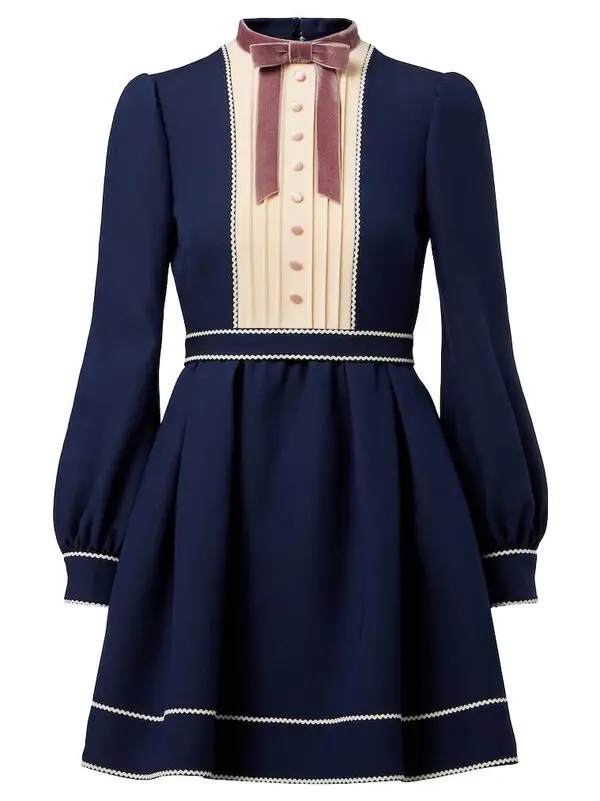 Valentino Garavani Crepe Couture Bow-detail Mini Dress - Blue