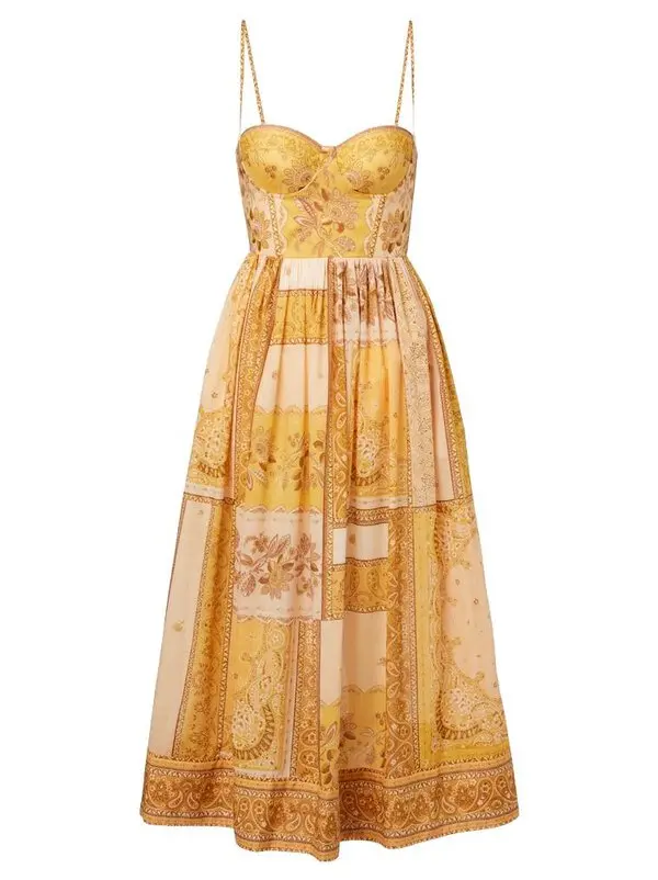 Zimmermann Lucky Shirred Cotton Corset Dress - Yellow