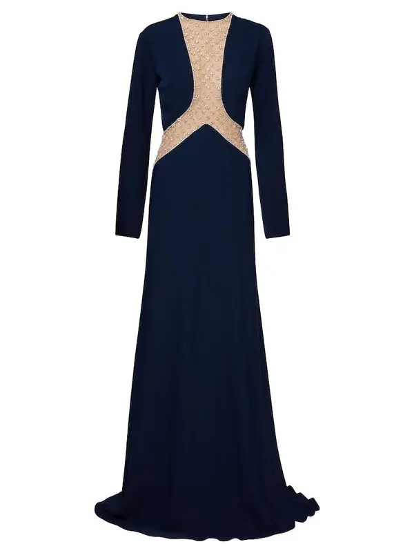 Costarellos Inara Embellished Cutout Tulle Gown - Blue