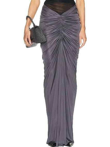 Atlein Ruched Pocket Long Skirt - Anthracite